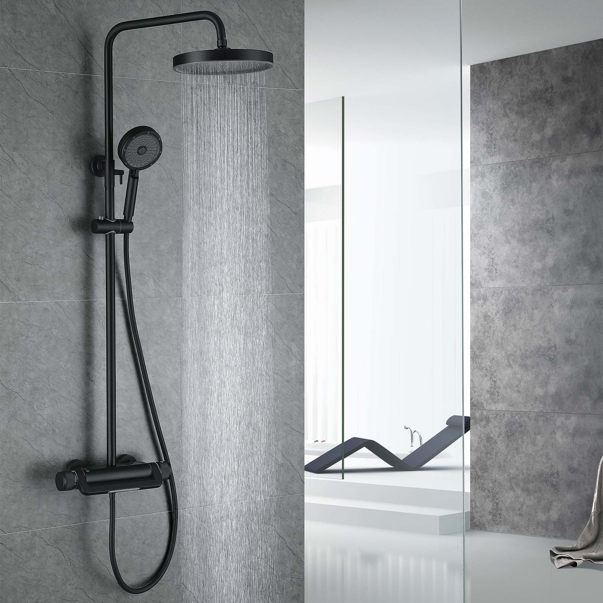 Thermostatic Wall Mounted Shower System with Multi-Function Hand Showe ...