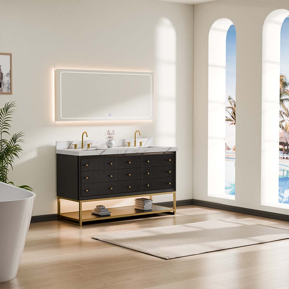 60" Modern Double Sink Bathroom Vanity with Ceramic Top – Modland
