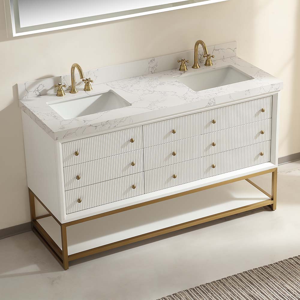 60" Modern Double Sink Bathroom Vanity with Ceramic Top – Modland