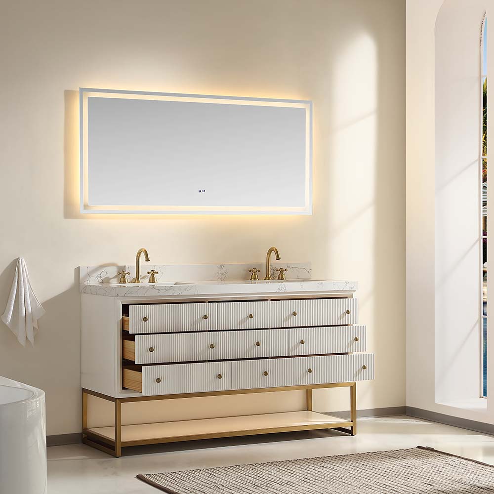 60" Modern Double Sink Bathroom Vanity with Ceramic Top – Modland