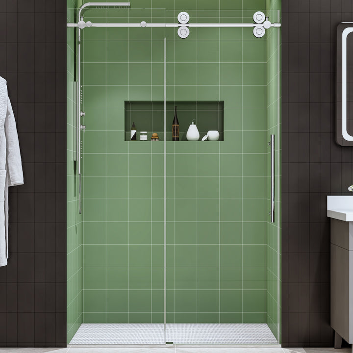 Modland 48x76 Single Sliding Frameless Clear Glass Shower Door