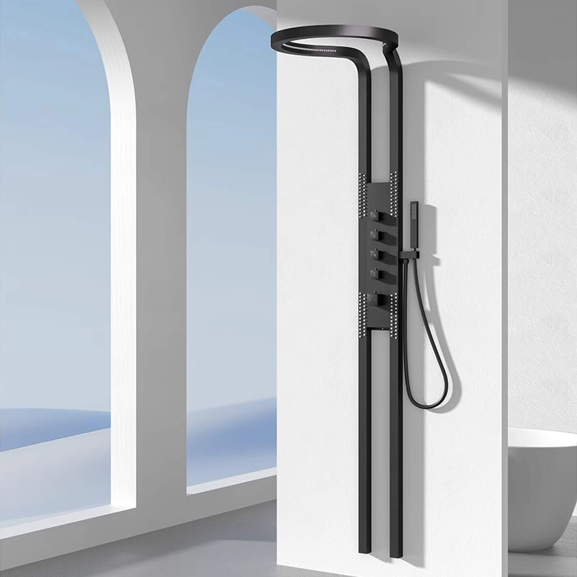 Luxurious Rainfall Multi-functional Wall-Mounted Bathroom Shower Syste ...