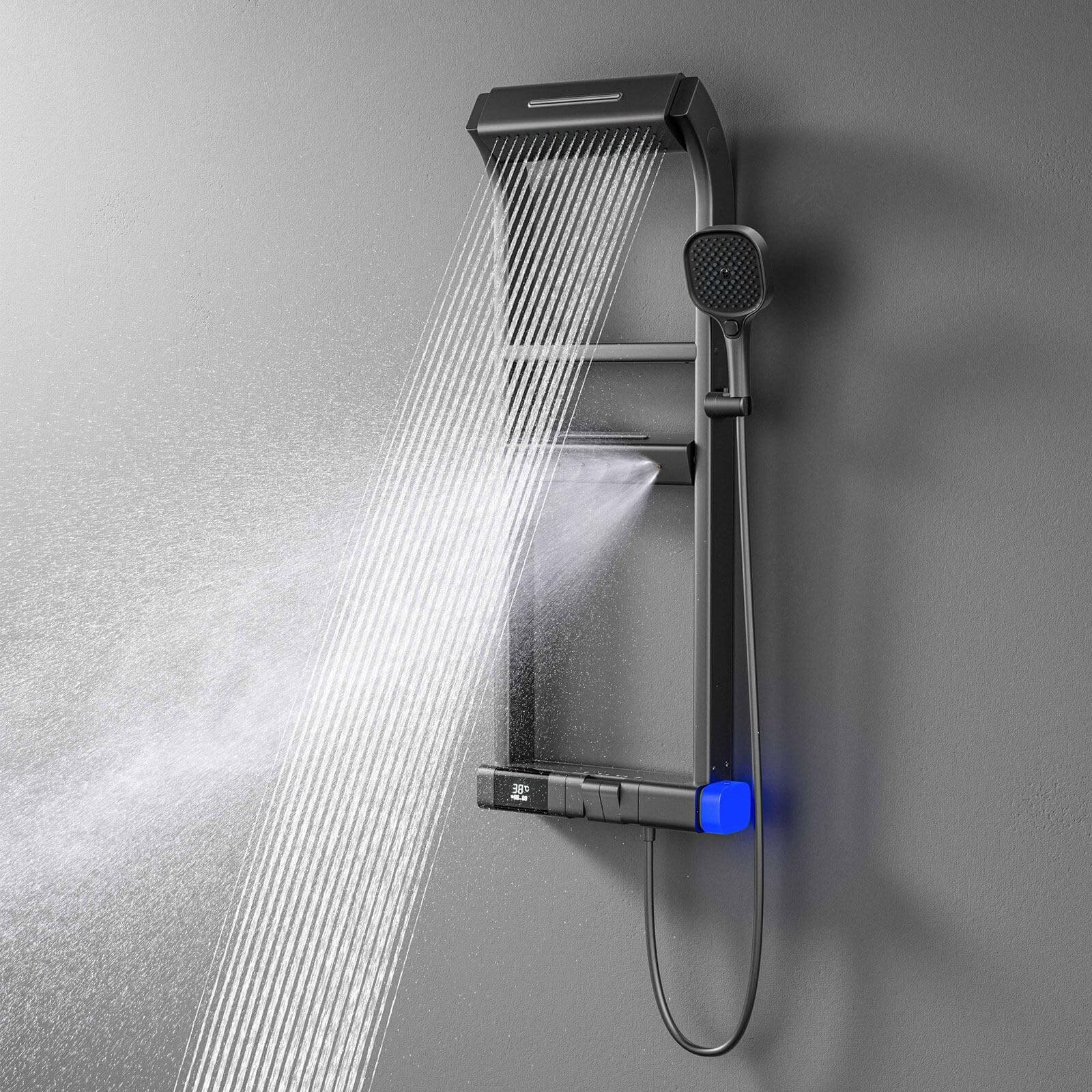Modern Thermostatic Shower System with 6 Functions & LED Display – Modland