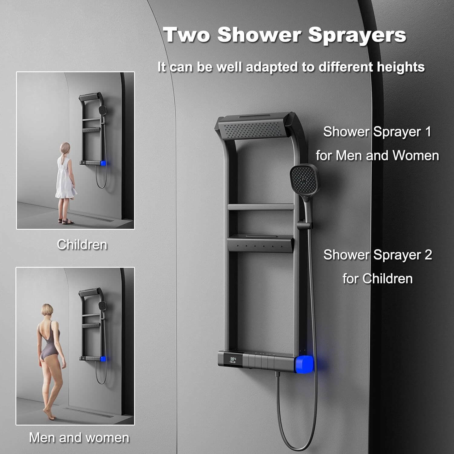 Modern Thermostatic Shower System with 6 Functions & LED Display – Modland